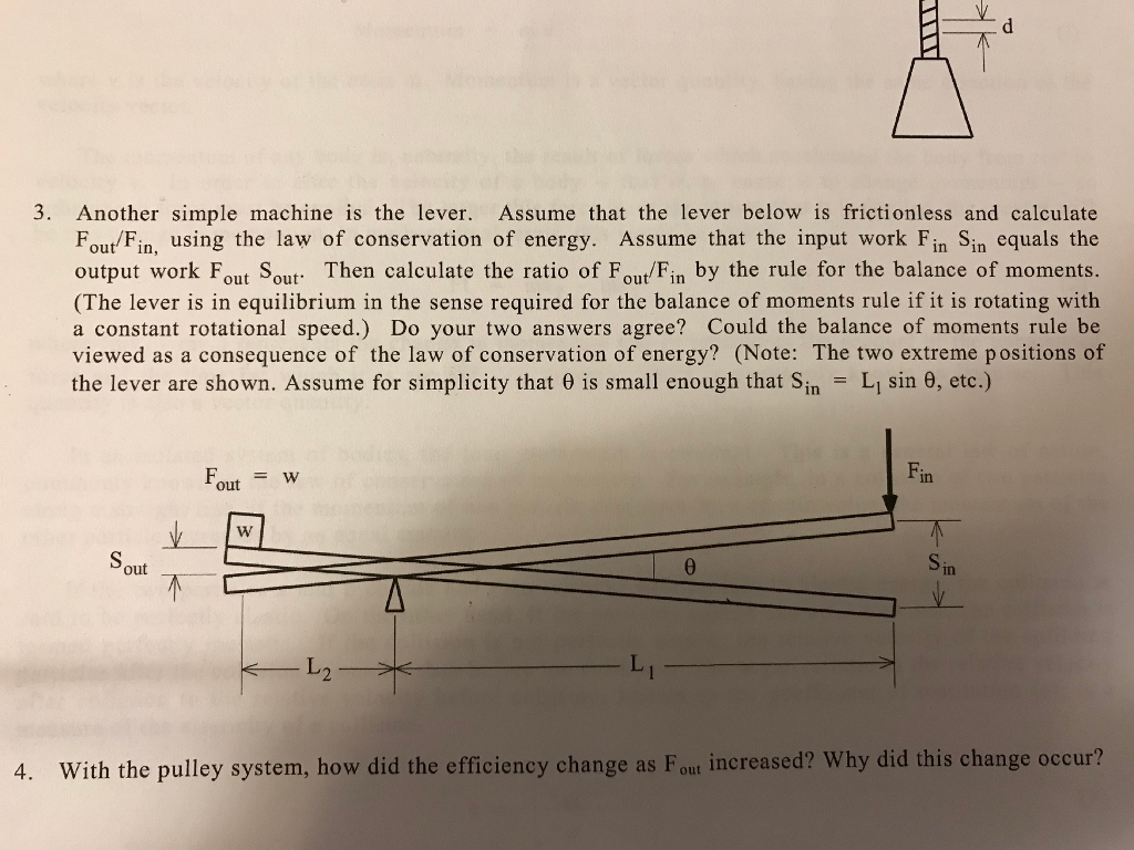 Solved Another simple machine is the lever. Assume that the | Chegg.com