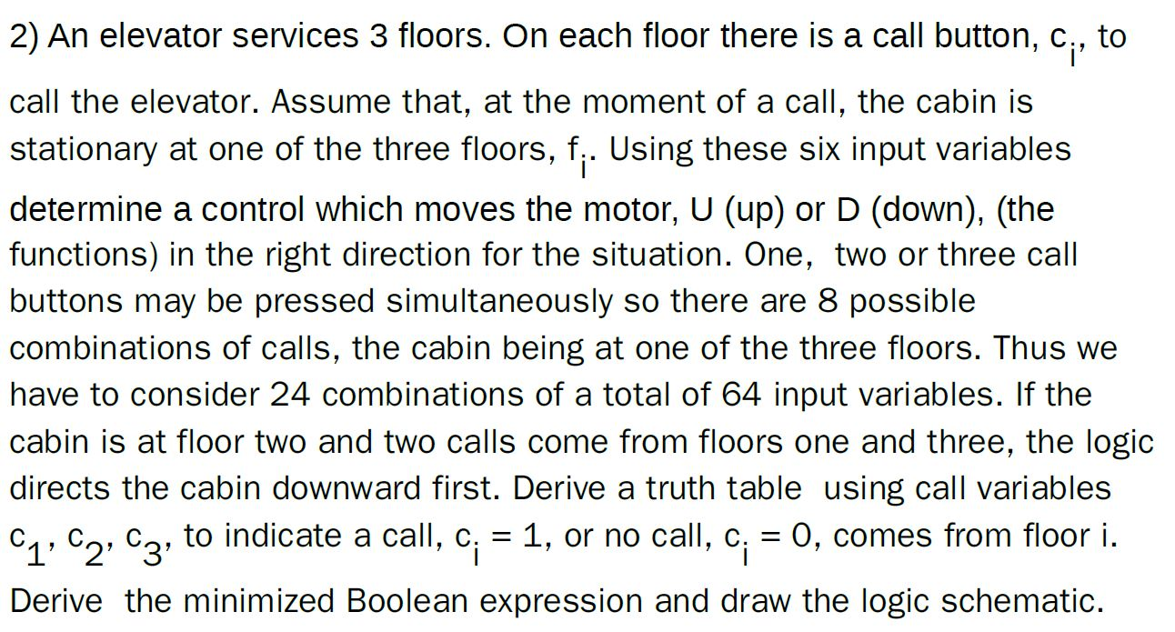 Solved An elevator services 3 floors. On each floor there is | Chegg.com