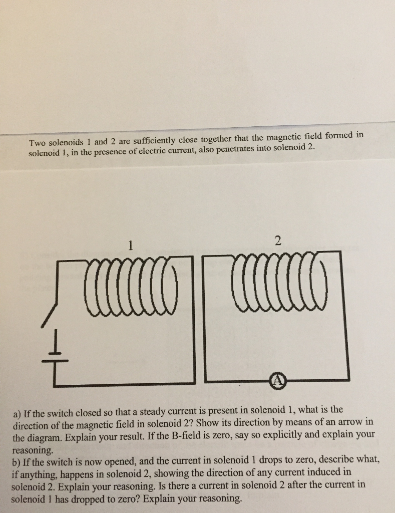 Solved Two solenoids 1 and 2 are sufficiently close together | Chegg.com