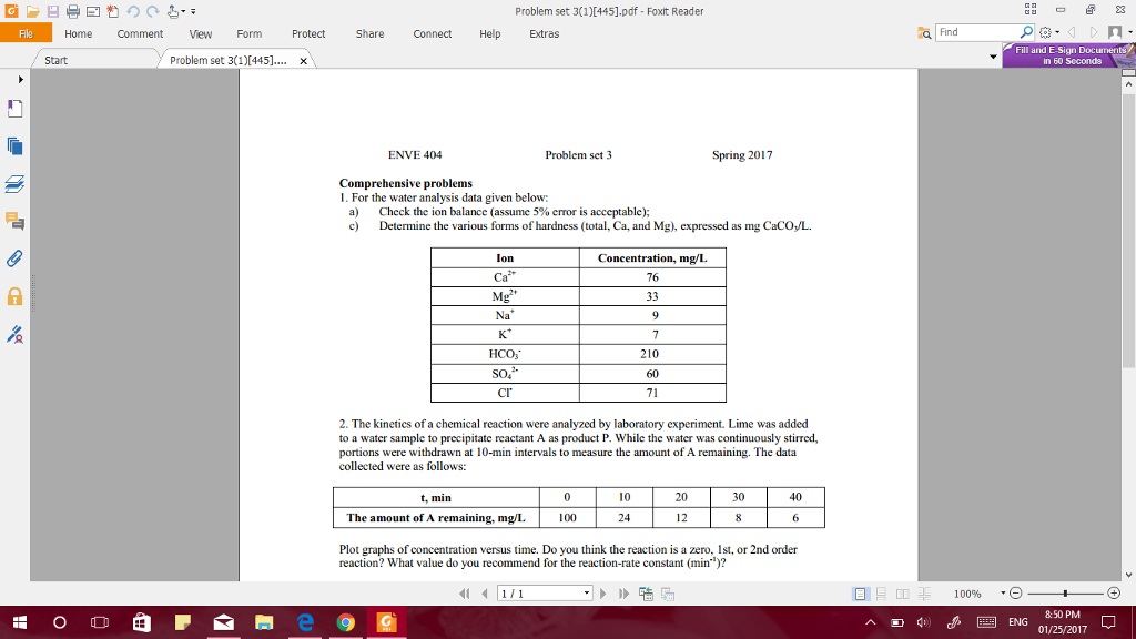 For the water analysis data given below: Cheek the | Chegg.com