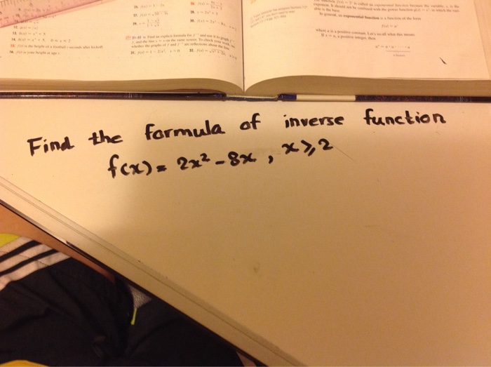 Solved Find The Formula Of Inverse Function F X 2x 2
