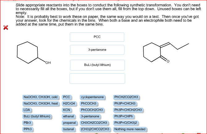 Solved Slide appropriate reactants into the boxes to conduct | Chegg.com