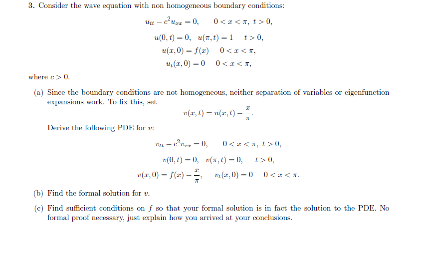 Consider the wave equation with non homogeneous | Chegg.com