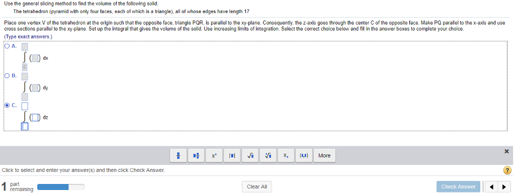 Solved Use the general slicing method to find the volume of | Chegg.com