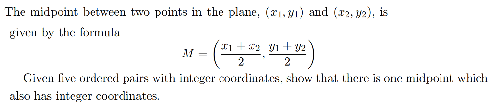 Solved The midpoint between two points in the plane, (띠,y) | Chegg.com