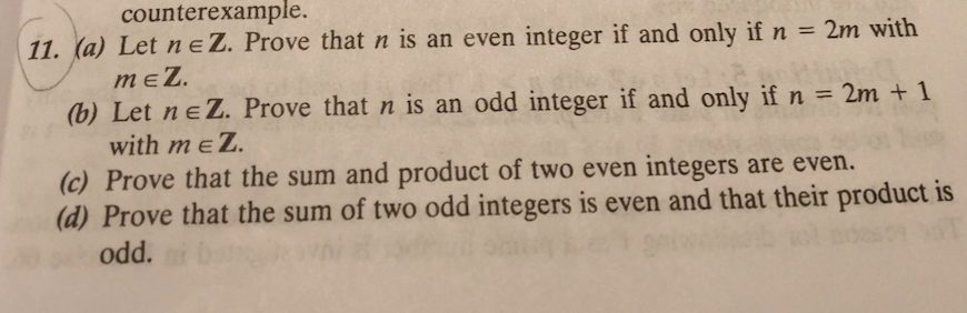 Solved Let n eZ. Prove that n is an even integer if and only | Chegg.com