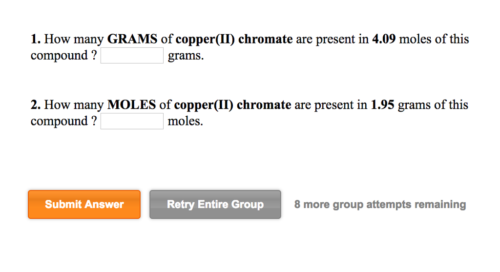 Solved How many GRAMS of copper(II) chromate are present in | Chegg.com