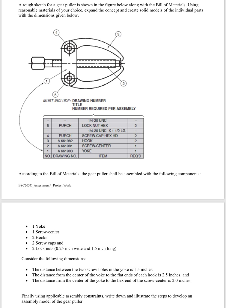 Solved A rough sketch for a gear puller is shown in the | Chegg.com