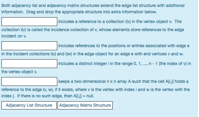 Solved Both adjacency list and adjacency matrix structures | Chegg.com
