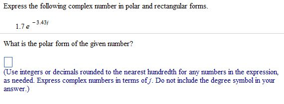 Solved Express the following complex number in polar and | Chegg.com