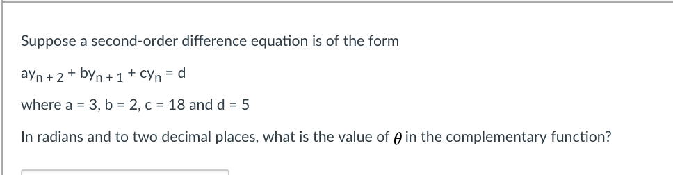 Solved Suppose a second-order difference equation is of the | Chegg.com