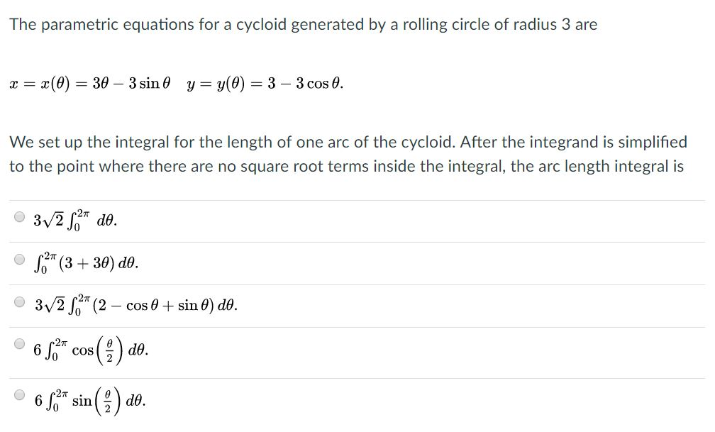 Solved The parametric equations for a cycloid generated by a | Chegg.com