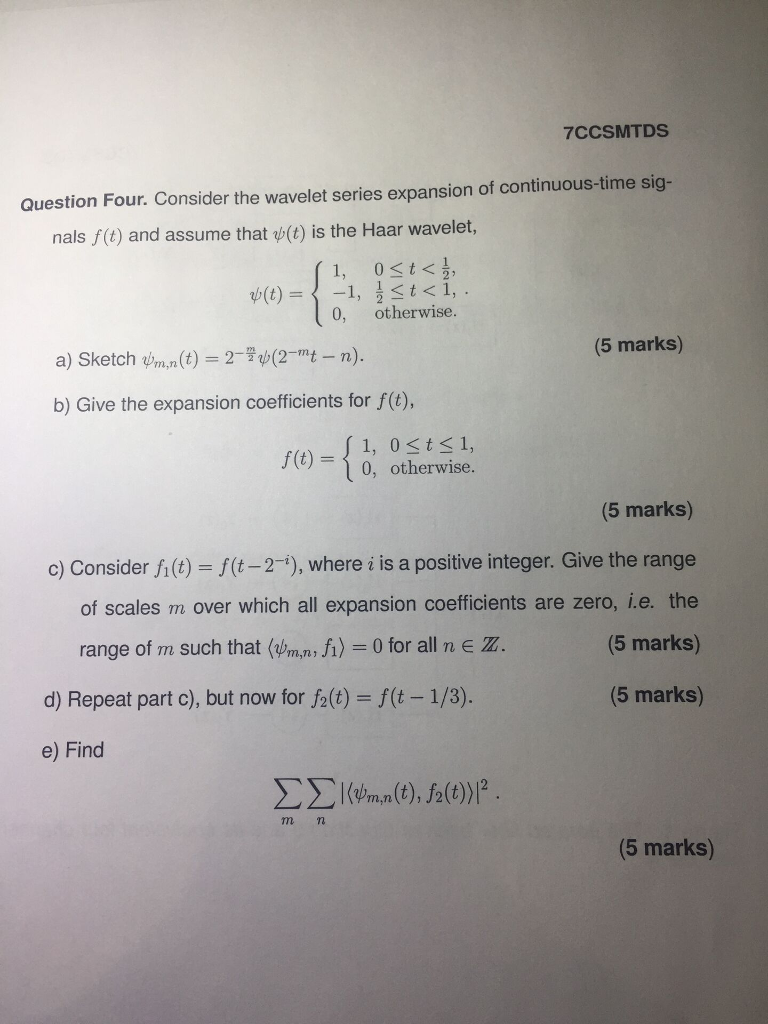 Consider the wavelet series expansion of | Chegg.com
