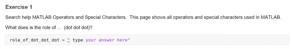 Solved Exercise 1 Search help MATLAB Operators and Special | Chegg.com