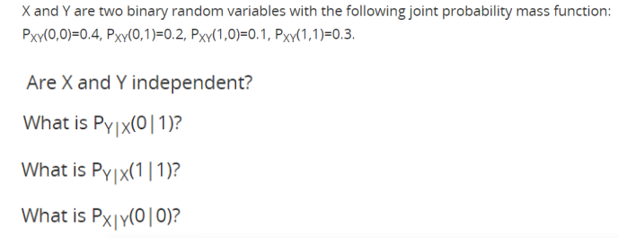 Solved X And Y Are Two Binary Random Variables With The