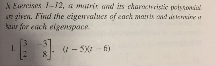 Solved a matrix and its characteristic polynomial are given. | Chegg.com