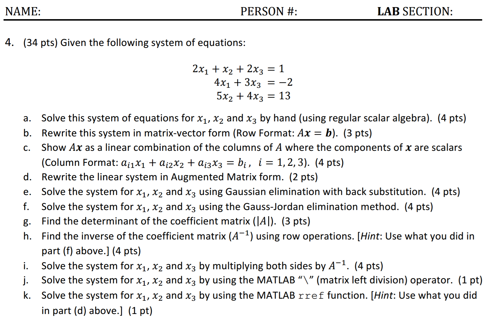 Solved Given the following system of equations: 2x_1 + x_2 | Chegg.com