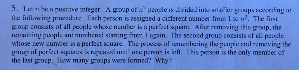 Solved 5. Let n be a positive integer. A group of n2 people | Chegg.com