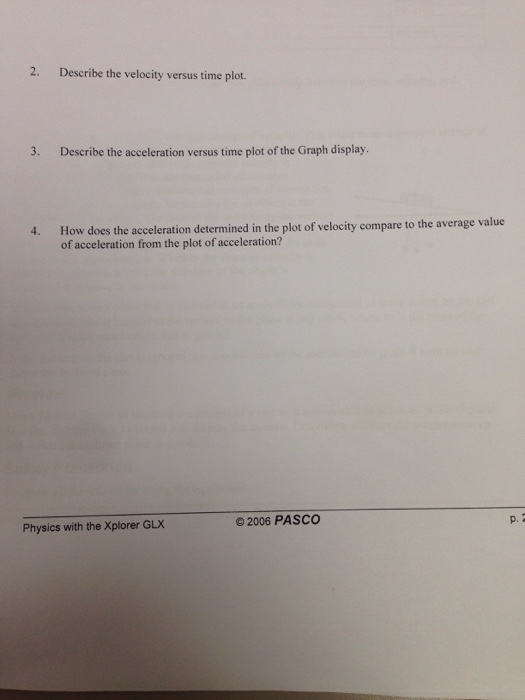Solved Describe the velocity versus time plot. Describe the | Chegg.com