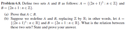 Solved Define two sets A and B as follows: A = {(2n + 1)^3: | Chegg.com