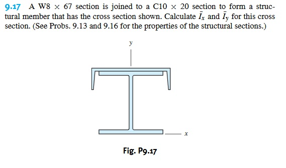 Solved 9.17 A W8 x 67 section is joined to a C10 x 20 | Chegg.com