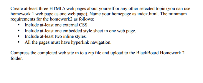 Solved Create at-least three HTML5 web pages about yourself | Chegg.com