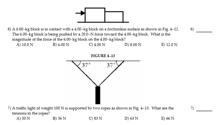 Solved A 6.00-kg block is in contact with a 4.00-kg block | Chegg.com