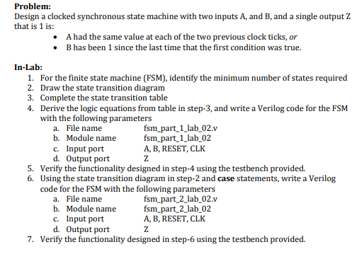 Solved Problem: Design a clocked synchronous state machine | Chegg.com