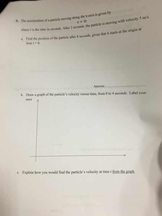 Solved The acceleration of a particle moving along the | Chegg.com
