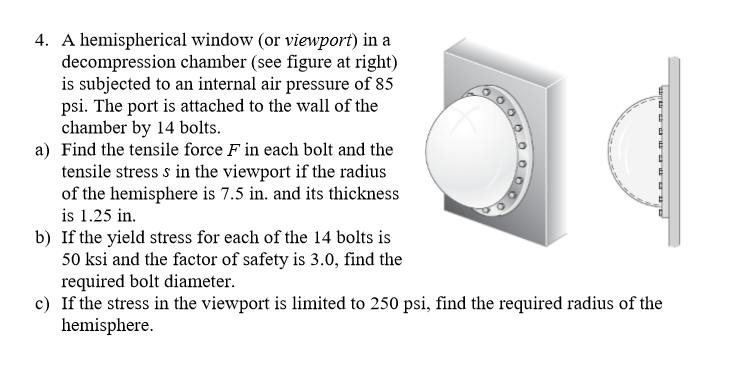Solved A hemispherical window (or viewport) in a | Chegg.com