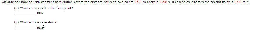 Solved An Antelope Moving With Constant Acceleration Covers