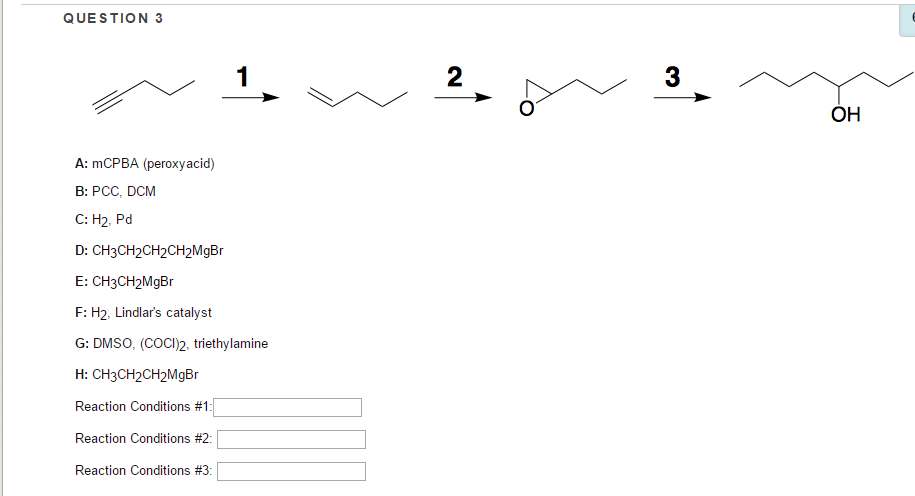 Solved A: mCPBA (peroxy aciD) B: PCC, DCM C: H2- Pd D: | Chegg.com