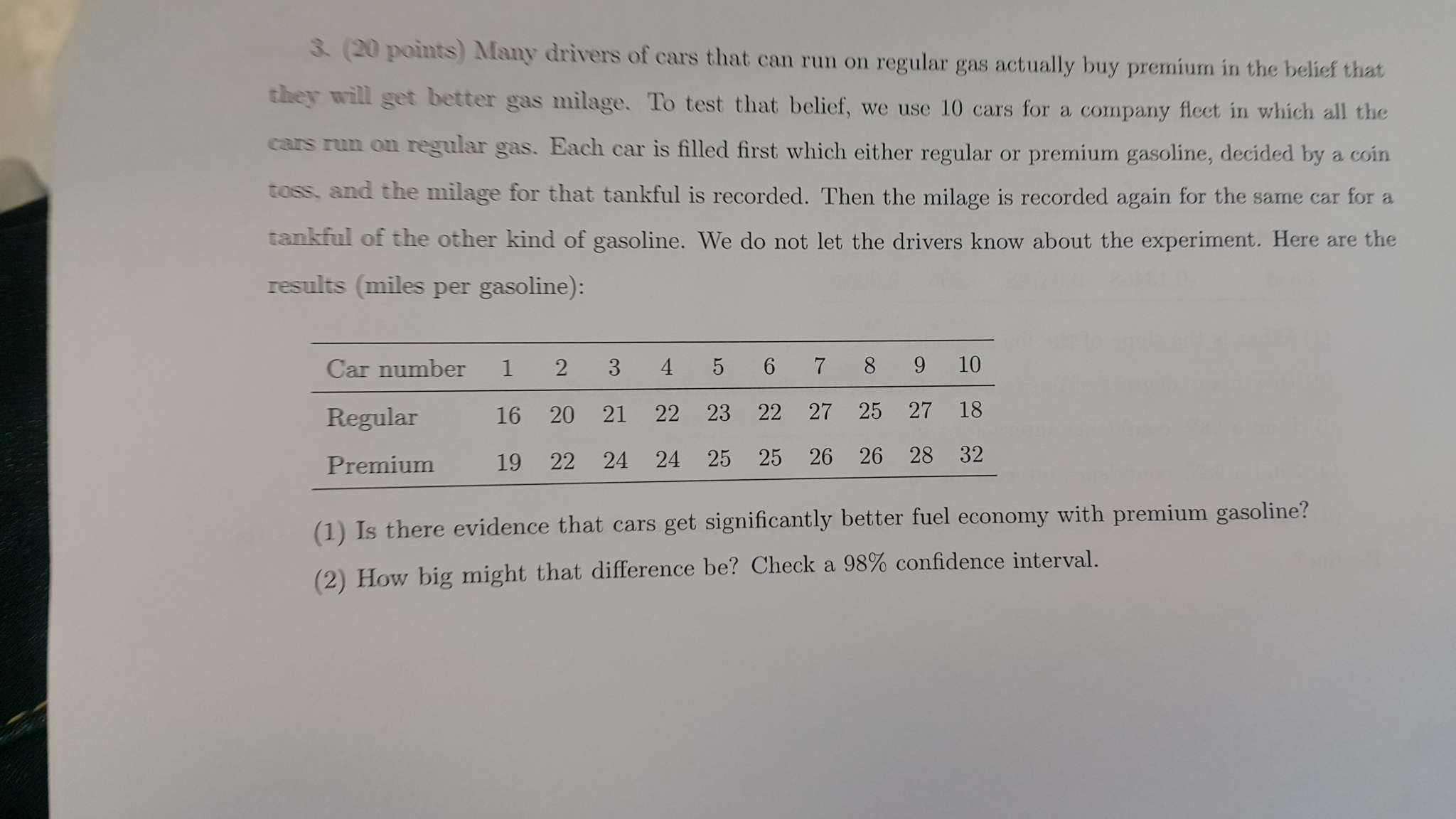 Solved Many drivers of cars that can run on regular gas | Chegg.com