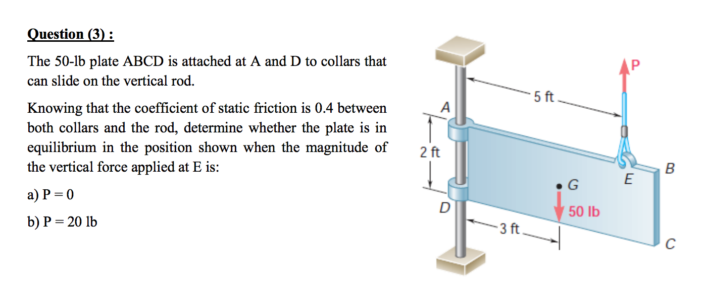 Solved The 50-lb plate ABCD is attached at A and D to | Chegg.com