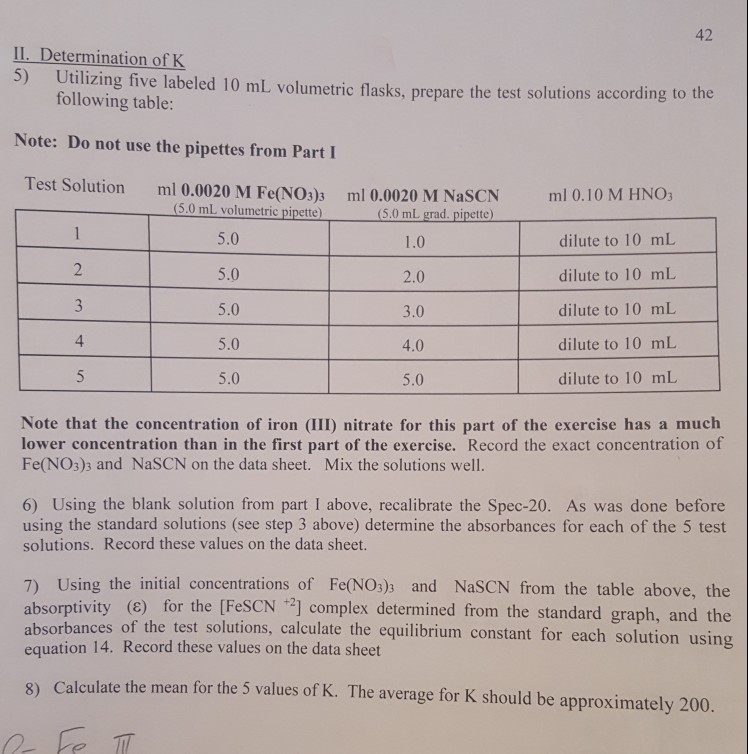Solved 41 Procedure L Calibration Curve 1) Using the table | Chegg.com