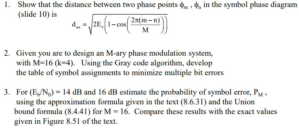 1. Show that the distance between two phase points Om | Chegg.com
