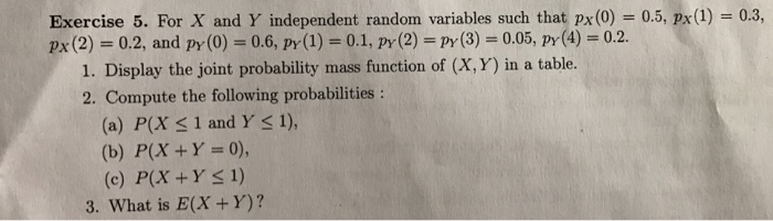 Solved For X and Y independent random variables such that | Chegg.com