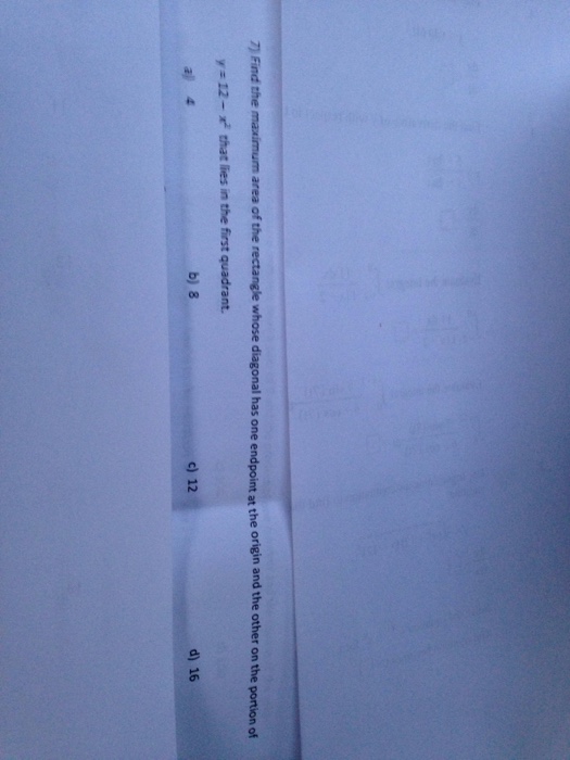 Solved Find the maximum area of the rectangle whose diagonal | Chegg.com