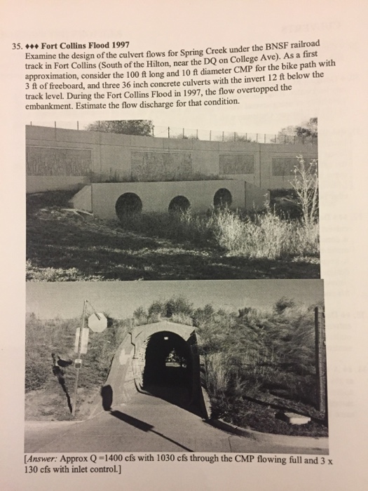 Examine the design of the culvert flows for Spring | Chegg.com