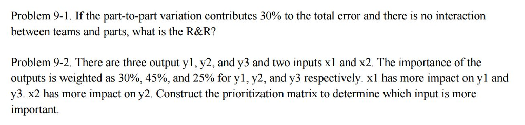 If the part-to-part variation contributes 30% to the | Chegg.com