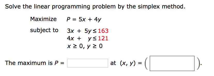 Solved Solve the linear programming problem by the simplex | Chegg.com