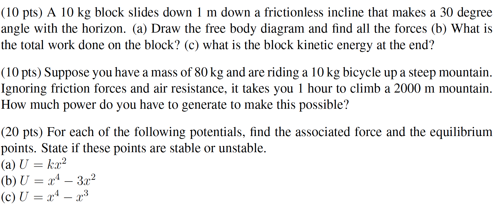 A 10 kg block slides down 1 in down a frictionless | Chegg.com