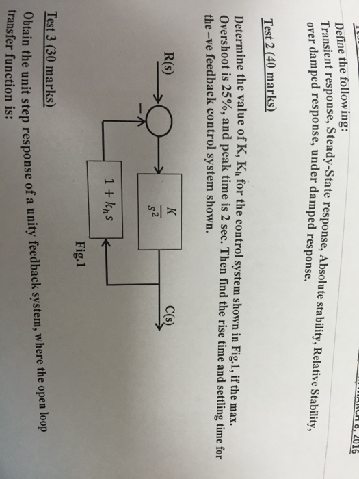 Solved Transient response, Steady-State response, Absolute | Chegg.com