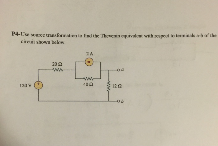 Solved Use source transformation to find the Thevenin | Chegg.com