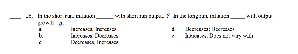 Solved 28. In the short run, inflation with short run | Chegg.com