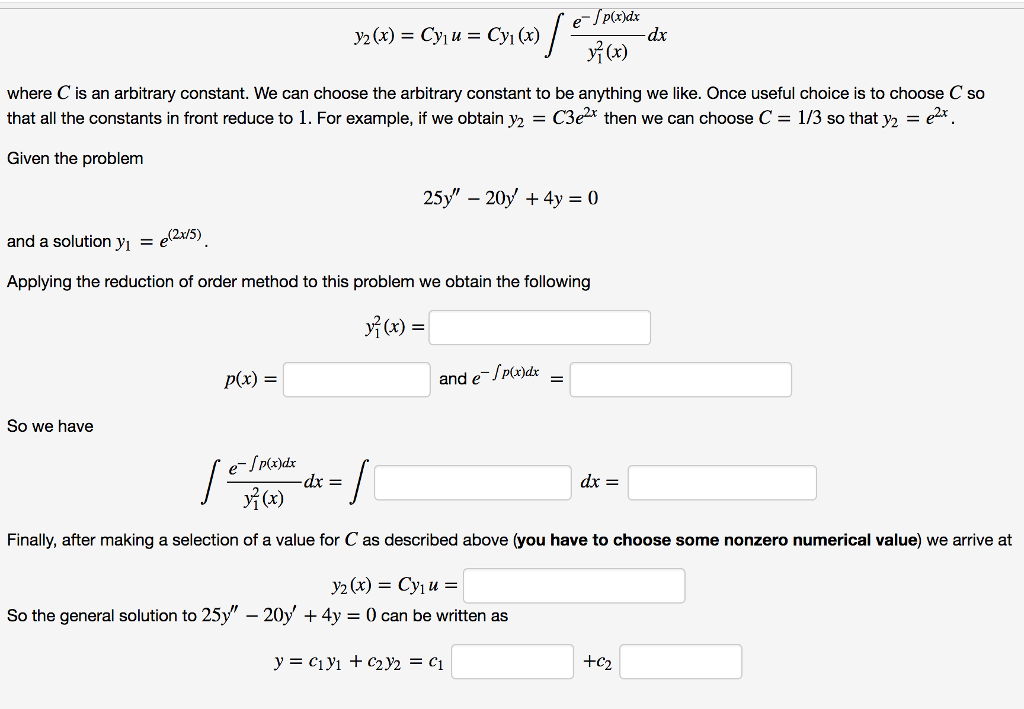Solved (1 point) Given a second order linear homogeneous | Chegg.com