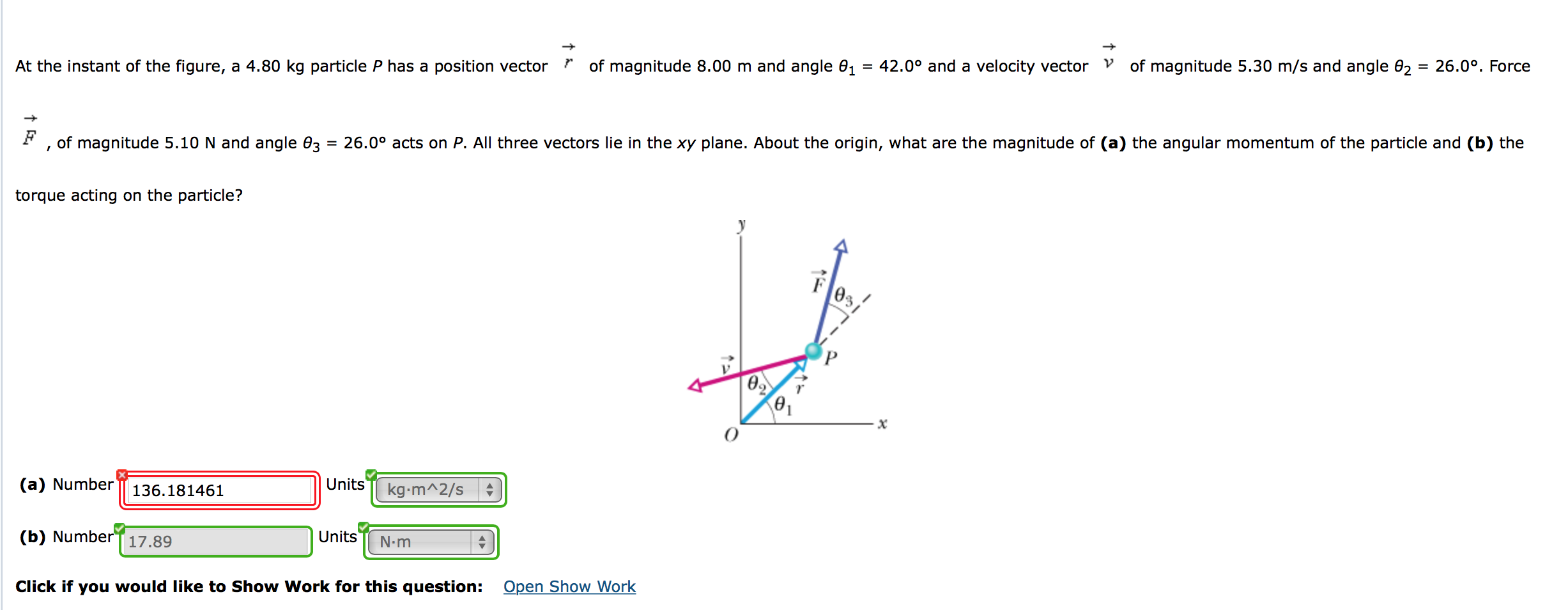 Solved At the instant of the figure, a 4.80 kg particle P | Chegg.com