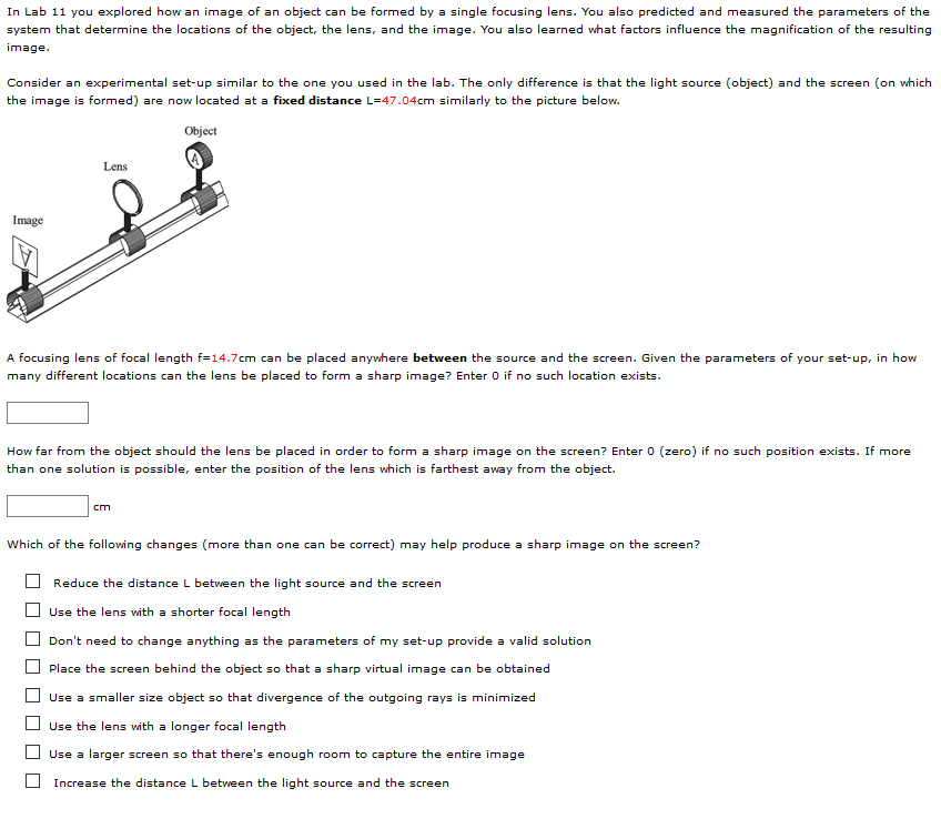 In Lab 11 you explored how an image of an object can | Chegg.com