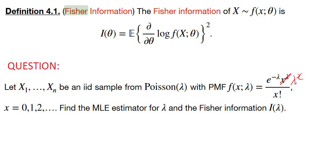 Solved Definition 4.1. (Fisher Information) The Fisher | Chegg.com