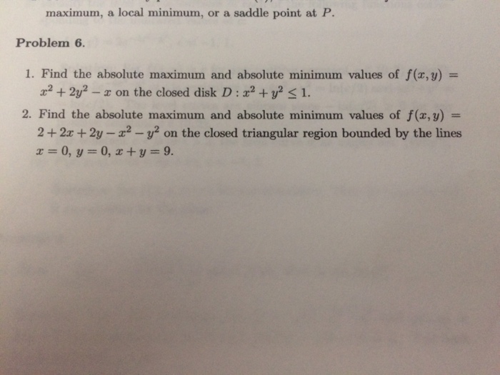 Solved Find the absolute maximum and absolute minimum values | Chegg.com